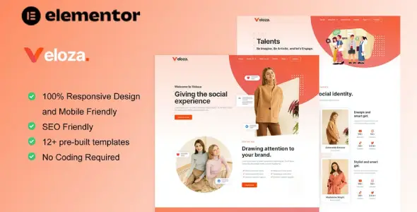Free Veloza – Influencer & Talent Agency Elementor Template Kit Addon ...